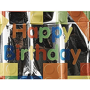 Unique Building Block Birthday Foil Balloon, 18", Multicolor