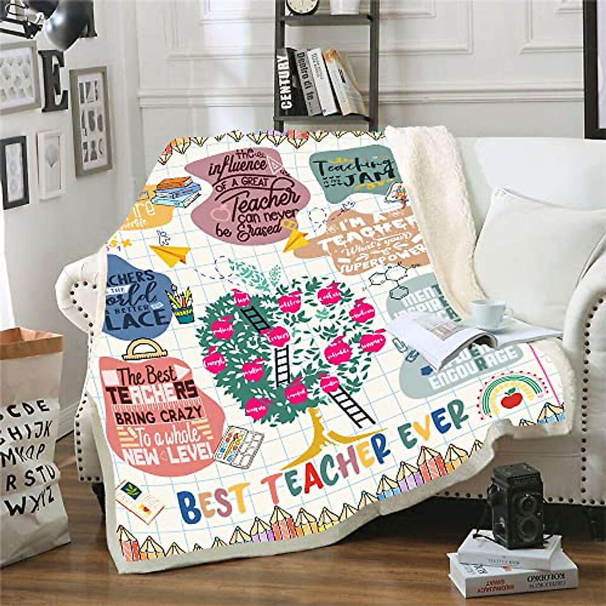 Onecmore Teacher Gifts for Women Throw Blanket Teacher Appreciation Gifts Teachers Day Graduation Retirement Gifts Best Teacher Christmas Back to School Gifts New Teacher Gifts for Couch Bed 50"x60"