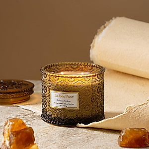 LA JOLIE MUSE Amber Candle, Scented Candles for Home, Large 2-Wick Soy Candles, Candle Gifts for Women & Men, Luxury Jar Candles, 60 Hours Long Burning, Sahara Ambre, 12oz