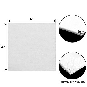 Dele 24 Pack Mini Canvas Panels 4x4 Artist Canvas Boards, Double-Wrapped Acid Free Small Art Canvas Value Pack for Oil & Acrylic Painting.