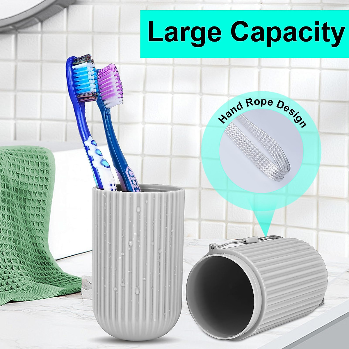 UCEC Toothbrush Case for Traveling, Portable Toothbrush Holders Travel Case, Toothbrush Holders for Travel, Camp, Home, School, Business, Bathroom, 2 Pack (Grey, White)