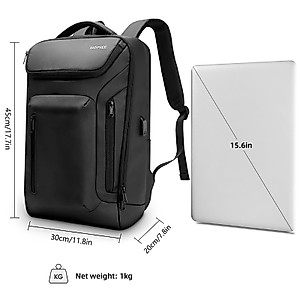 HOMIEE Business Smart Backpack Waterproof, Slim Durable Carry on Backpack 15.6 Inch Travel Laptop Backpack with USB Charging Port, Black