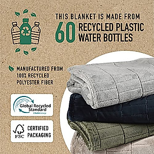 Life Comfort Cozy Textured Lightweight Throw, 90"x90" 100% Recycled Fibers Eco-Friendly Queen Size Super Soft Soft All Season Premium Comfort Blanket for Bed or Couch, Blue