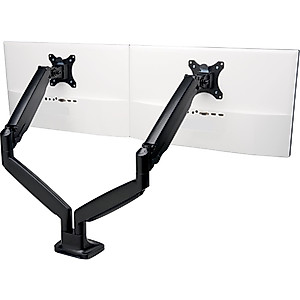 Kensington Dual Monitor Mount with Vesa Mount, Adjustable Gas Spring Dual Monitor Arm, SmartFit® One-Touch C-Clamp Monitor Stand for 2 Monitors Up to 34 Inches, 19.8lbs - Black (K59601WW)
