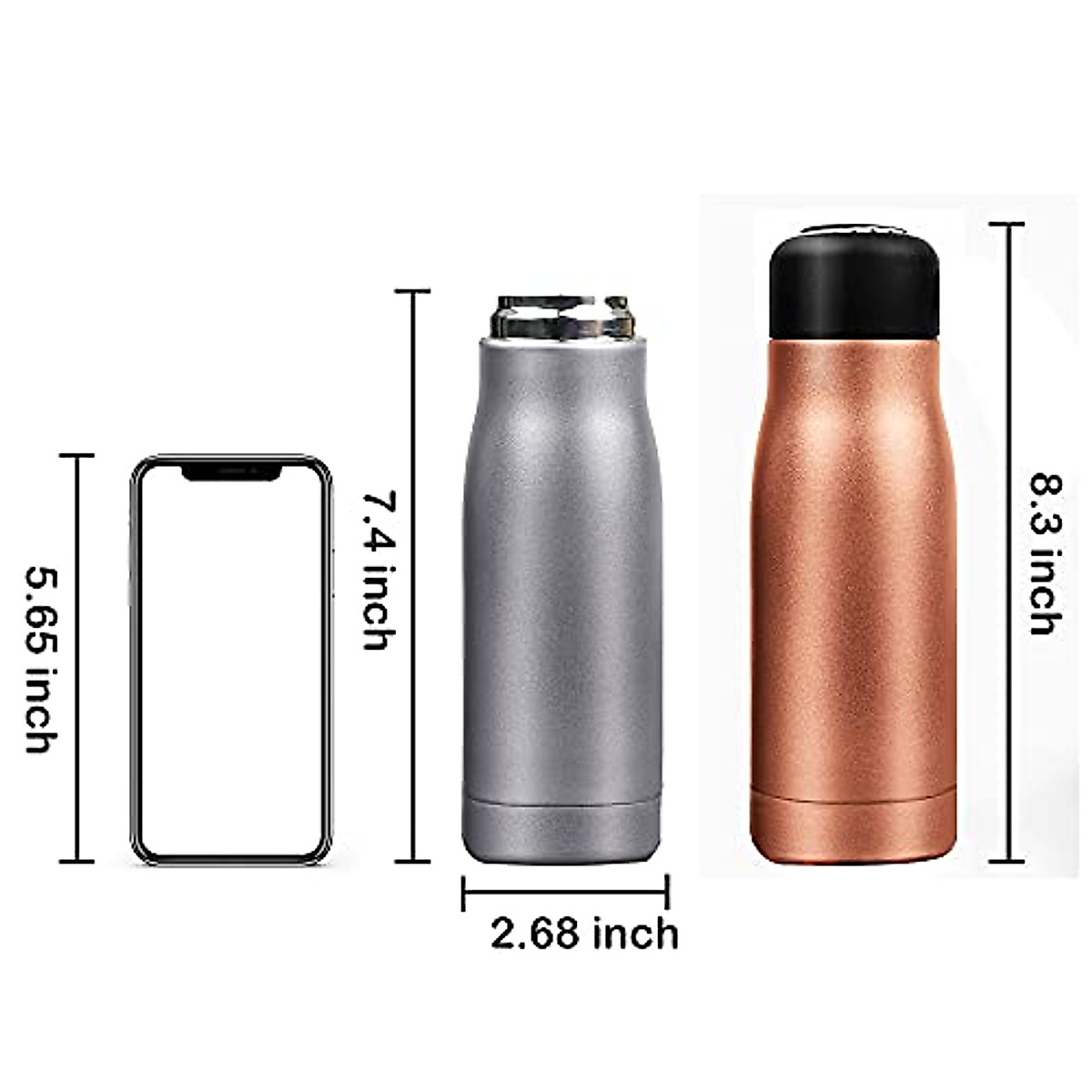 THI Double Wall Thermos, Vacuum Insulated Stainless Steel Water Bottle Keeps Drinks Cold for 24 Hours and Hot for 12, Reusable Metal Leak-Proof Sports Flask with Wide Mouth Lid, BPA-Free, Set of 2