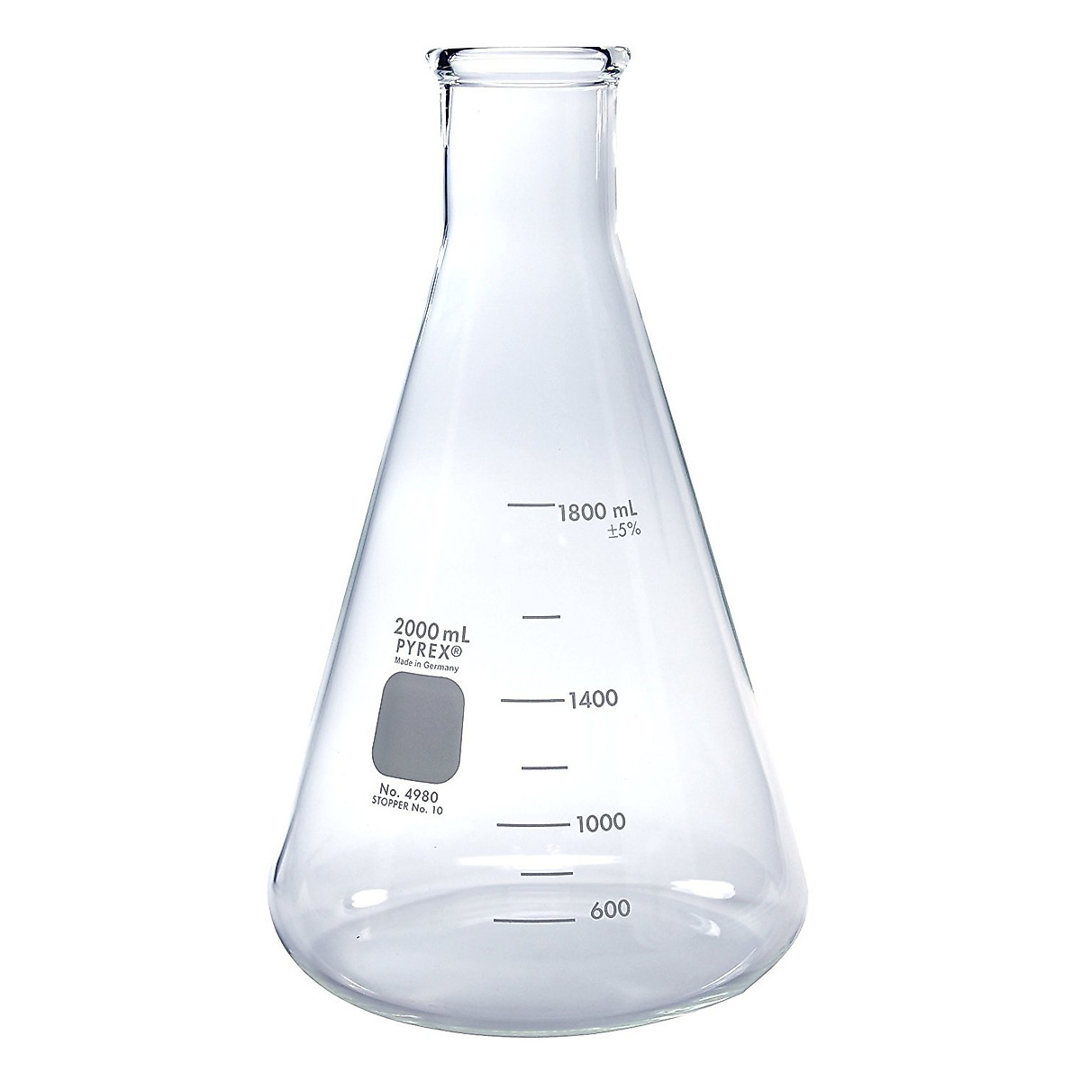 Flask, ERLENMEYER Narrow Mouth ~ PYREX Glass 2L