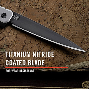 COAST Founder's Collection LX534 ORIGIN, Gentleman's EDC Folding Pocketknife, Flip Tab, Frame Lock, Pocket Clip, Black Stainless-Steel, Silver