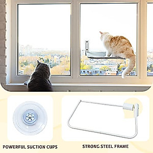 Cat Window Perch,Cat Hammock with 2 Replaceable Covers Shelf,360° Sunny Seat Foldable Space Saving Cat Beds Window Seat with Steel Frame and Strong Suction Cup for Indoor Cats （Large）