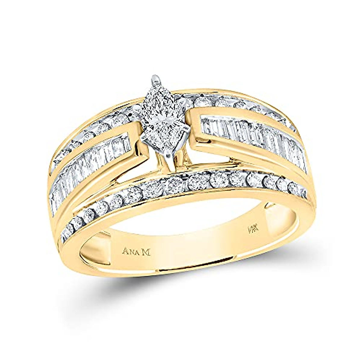 14kt Yellow Gold Marquise Diamond Solitaire Bridal Wedding Engagement Ring 1 Cttw