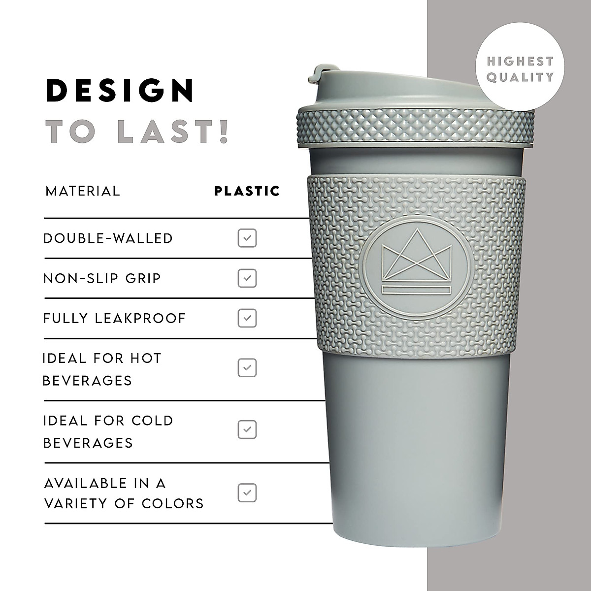 Neon Kactus - Double-Walled Coffee Cup, Reusable Coffee Cup with Resealable Lid, Food-Grade Silicone Seal and Sleeve, Insulated Coffee Tumbler, Leakproof Travel Mug, Recyclable, Forever Young, 20oz