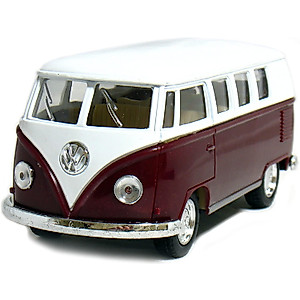 Set of 4: 5" Classic 1962 Volkswagen Van 1:32 Scale (Green/Maroon/Red/Yellow)