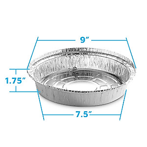 MontoPack 9 Inch Round Tin Foil Pans Disposable Aluminum - Freezer & Oven Safe - For Baking, Cooking, Storage & Reheating (100)