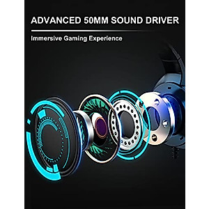 ZIUMIER Gaming Headset with Microphone, Compatible with PS4 PS5 Xbox One PC Laptop, Over-Ear Headphones with LED RGB Light, Noise Canceling Mic, 7.1 Stereo Surround Sound