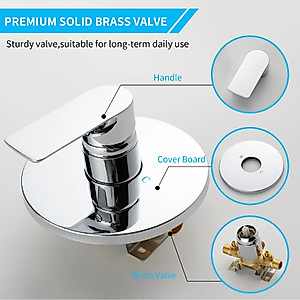Taplong Round Single-Function Shower Handle Valve Trim Kit Bathroom Shower Valve Set Hot and Cold Mixer Wall Mount Shower Faucet Rough-In Valve-06161K