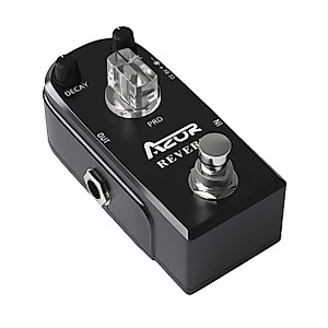 AZOR Pedal Power Adapter with Digital Reverb Guitar Effect Pedal Plate Reverb Hall and Church,Space Guitar Effect with True Bypass Aluminum Alloy