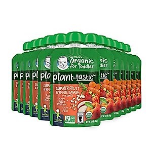 Gerber Organic for Toddler Plant-tastic Toddler Food Summer Fruit and Veggie Smoothie, 3.5 oz Pouch (12 Pack)
