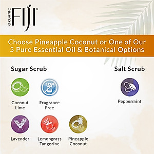 Organic Fiji Whole Body Scrub - Infused with Coconut Oil, Exfoliating Sugar Scrub for Smooth and Soft Skin, Exfoliates & Restores Skin's Natural Biosphere, Pineapple Coconut 20 oz