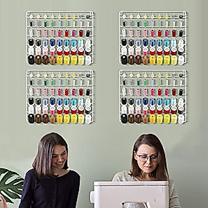 Thread Holder Organizer Wall 54-Spool Sewing Thread Rack 4 Pack Embroidery Spool Holder Organizer Wall Mounted with Hanging Tools White