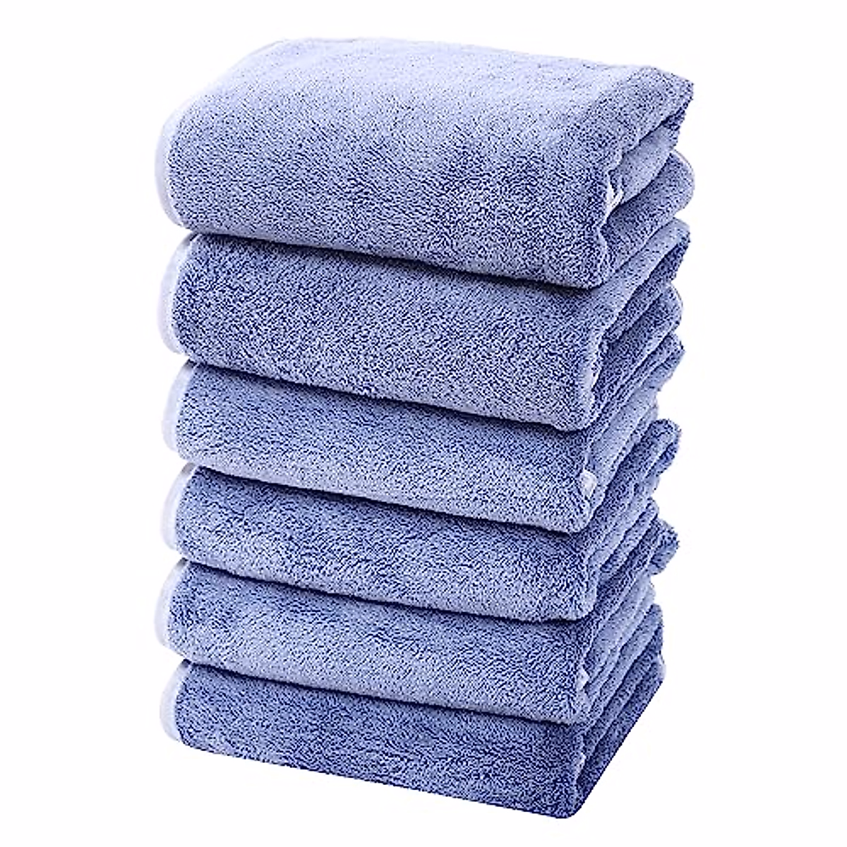 Cosy Family Ultra Soft Microfiber Absorbent Hand Towel Set of 6 - Silk Hemming Towels for Bathroom - Quick Drying - Perfect for Bath, Fitness, Gym, Shower, Hotel, and Spa - 16x28 Inch, Light Teal