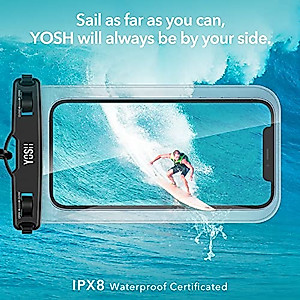 YOSH Floatable Waterproof Phone Case, TPU 7.5 Inch Cell Phone Pouch with Floating Airbag for Swimming Raining Bath Compatible for iPhone 12 11 Pro Max XR XS X 8 7 SE Samsung S21 Pixel & More 2-Pack