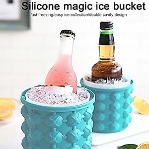 Silicone Ice Cube Maker With Lid Ice Bucket Ice Mold Space Saving Champagne Wine Beer Bucket For Kitchen Party Barware (Size : 1000ml) ()