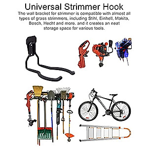String Trimmer Hanger Bracket, Garden Lawn Trimmer Wall Mount, Falezern 1 Pcs Heavy Duty Weed Eater Rack For Garage. Garden Tool Organizer and Storage Hooks for Garage Trimmer, Garden Wall, Tool Room.