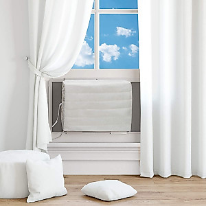 Luxiv Indoor Air Conditioner Cover, White Window Unit Cover Anti-Rust Adjustable Cover for Indoor Window AC with Free Elastic Straps (White, 24.5x17x2.5)