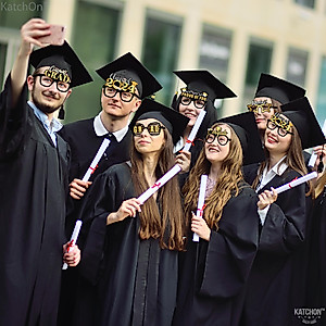 KatchOn, Black and Gold Graduation Glasses 2024 - Pack of 20 | Graduation Photo Booth Props for Gold Graduation Decorations Class of 2024 | Graduation Party Favors, Graduation Glasses Class of 2024