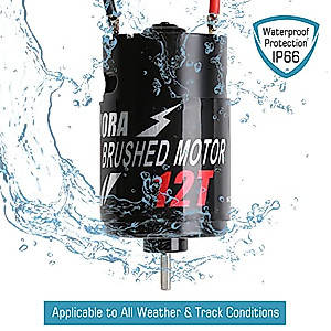 INJORA RC Motor 550 Brushed Waterproof Motor for 1/10 Short-Course Truck Slash VKAR 10SC HPI HoBao HuanQi 727(12T)