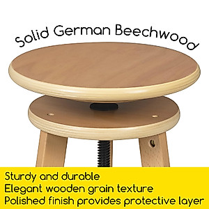 MEEDEN Wooden Drafting Stool with Adjustable Height , Artist Stool,Office Studio Stool, Up to 220 Lbs,German Beech Wood, Perfect for Artists Studio,Home Use,Kitchen,Bars