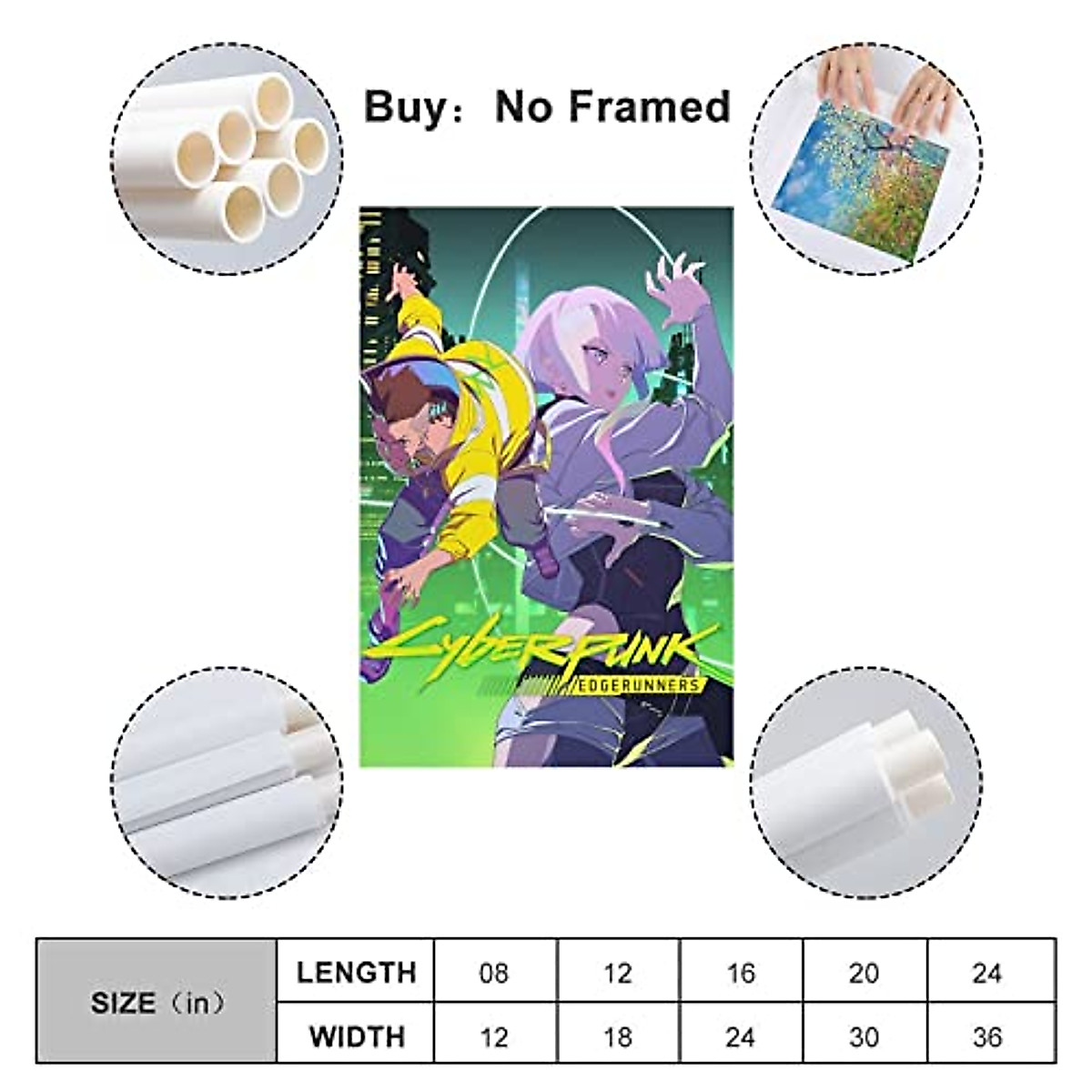 ChezMax Cyber Punk Edgerunners Anime Poster Canvas Art Poster and Wall Art Picture Print Modern Family Bedroom Decor Posters 12x18inch(30x45cm)