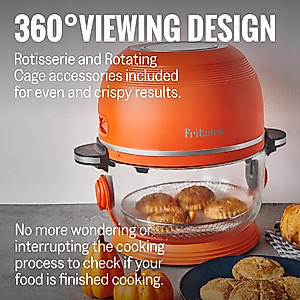 Fritaire Non-Toxic Air Fryer - Glass AirFryer 5 Quart w/ 360 Visibility, Self-Cleaning, 400F Vortex Air Fryer for Even Cooking, BPA-Free Teflon Free, 6-in-1 Functions, Rotisserie, Roast, Bake - White