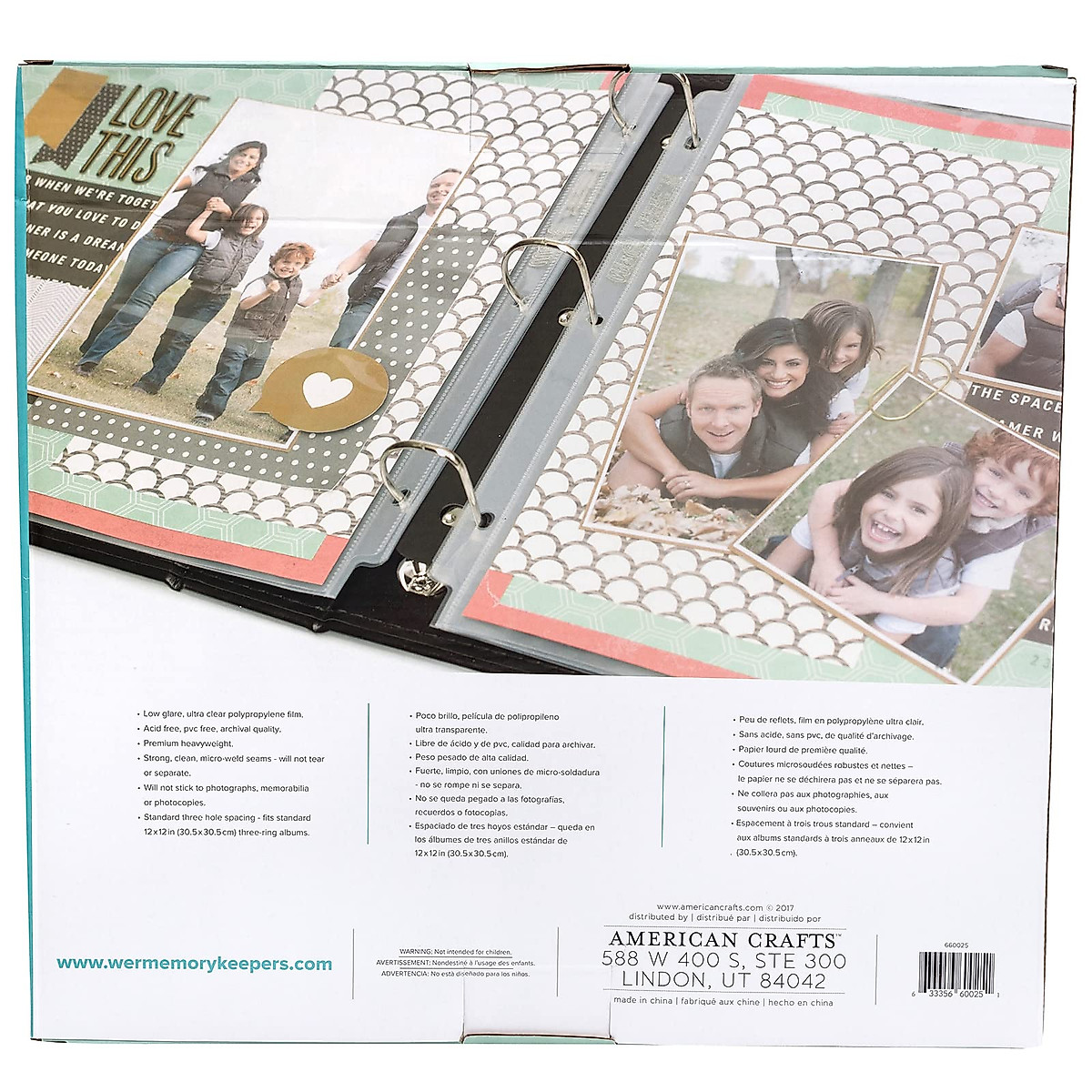 We R Memory Keepers 12x12 Page Protector Sleeve Set Includes 100 Pages, Non-Glare, Compatible with Most 3 Ring Albums, Perfect for Scrapbooking & More