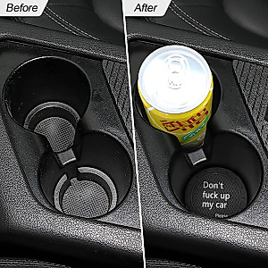 8sanlione Cup Holder Coasters, 2.75 Inch Non-Slip PVC Insert Coaster, Anti-Scratch Auto Cup Mats for Women Men, Vehicle Interior Accessories Universal for Car, SUV, Truck (D Black/2PCS), 2 Pack