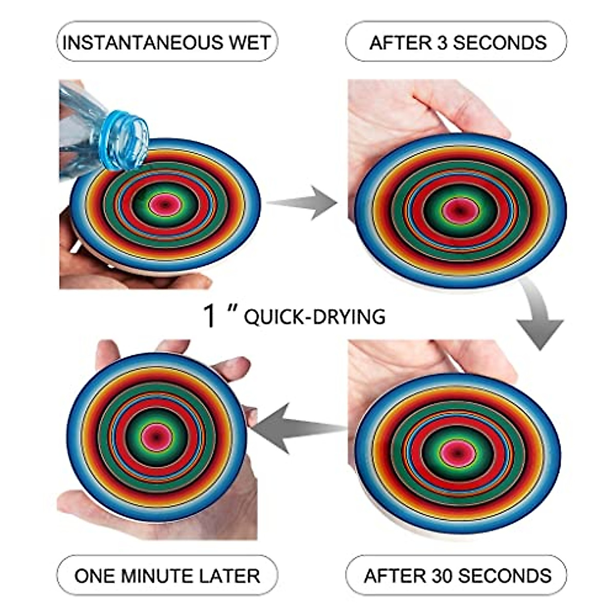 QUANJJ Stripes Coasters Ceramic Set Round Absorbent Drink Coaster Coffee Tea Cup Placemats Table Mat (Color : D, Size : 8pcs)