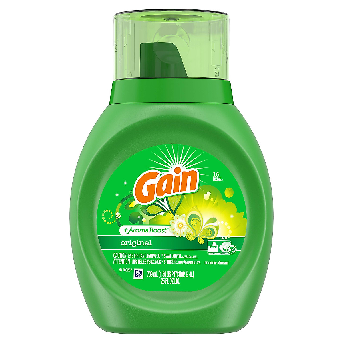 GAIN Liquid Laundry Detergent Original 16 Loads 25 Fl Oz, Pack of 6