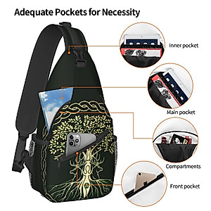 Hicyyu Tree And Life In Norse Outdoor Crossbody Shoulder Bag For Unisex Young Adult Hiking Sling Backpack