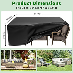 HVAC YELLOW HAT Patio Furniture Covers, Outdoor Furniture Cover Waterproof, Heavy Duty 420D Outside Table and Chair Covers, Fits up to 98 Inch L x 78 Inch W x 32 Inch H