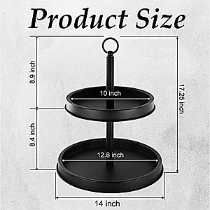 Lobolighting Two Tiered Decorative Serving Tray Stand, 2 Tiered Serving Tray Display for Coffee Bar Table Ceterpieces Rustic Farmhouse Home Decor