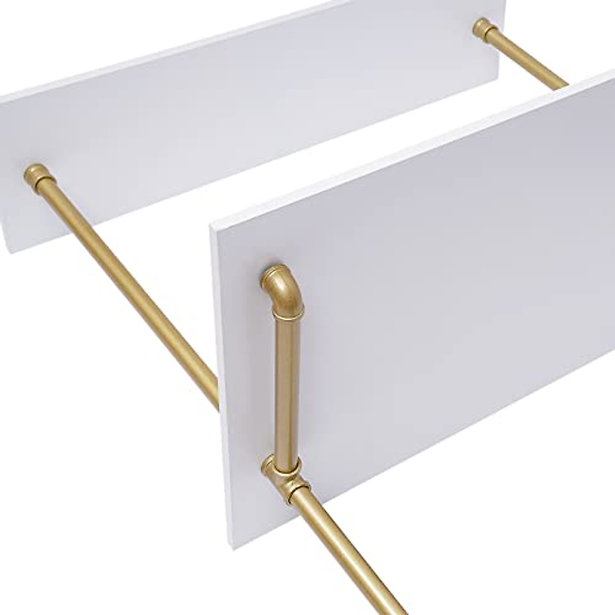 LOYALHEARTDY Wall Mount Ladder Desk Industrial Computer Desk with Shelves White and Gold Desk Writing Study Table Home Office Computer Table 3-Tier Wall Ladder Desk