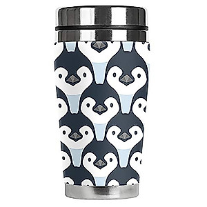 Mugzie MAX 20 Ounce Stainless Steel Travel Mug with Wetsuit Cover - Seamless Penguins