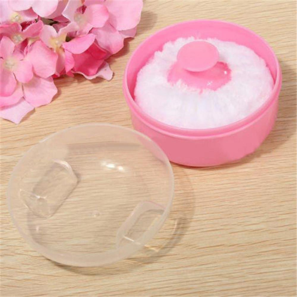 gootrades Baby Soft Face Body Cosmetic Powder Puff Sponge Box Case Container (Pink)