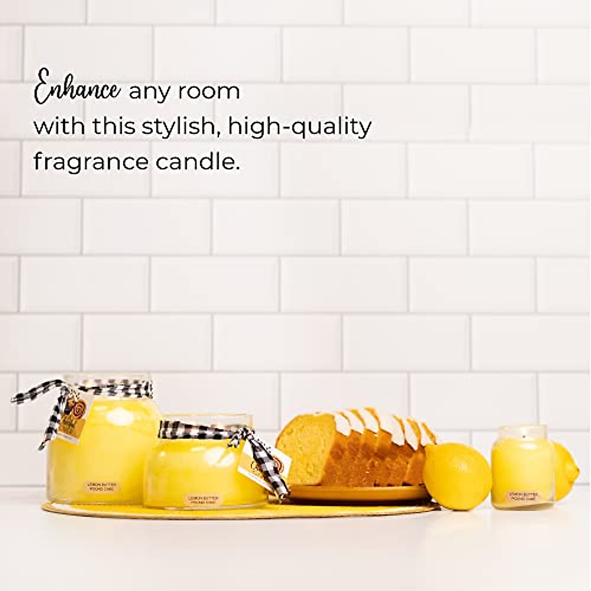 A Cheerful Giver — Lemon Butter Pound Cake - 34oz Papa Scented Candle Jar with Lid - Keepers of the Light - 155 Hours of Burn Time, Gift for Women, Yellow