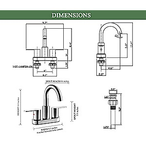 Chrome 4 Inch Centerset Bathroom Sink Faucet 3 Holes with Pop up Drain, High Arc Modern 2 Handle Bathroom Vanity Lavatory Faucet with Brass 360° Swivel Spout, TAF067E-CP