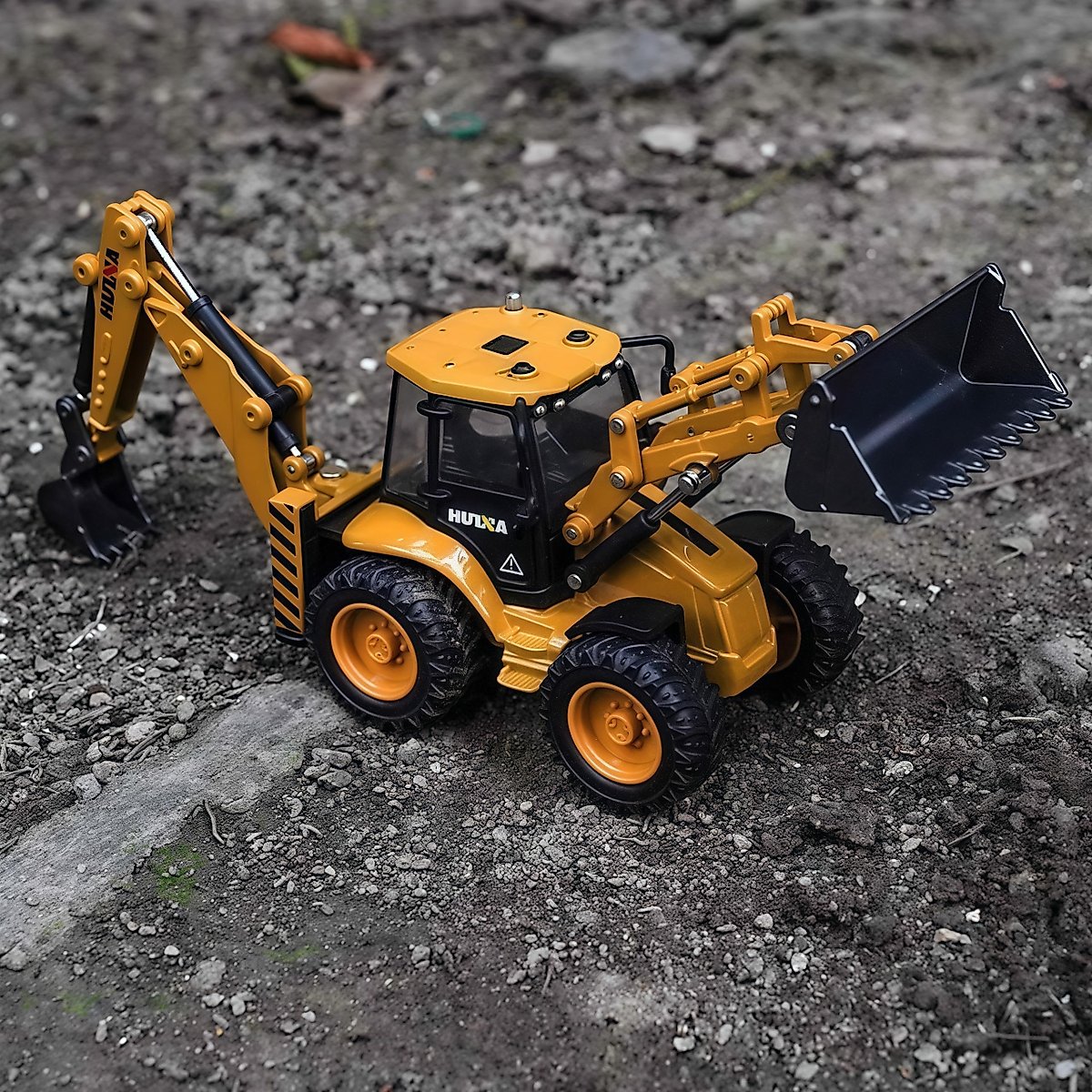 Gemini&Genius Backhoe Loader Toy for Kids- Loader with Changeable Front Loader and Backhoe Loader Construction Vehicle Toy 1/50 Scale 2 in 1 Digger and Loder Alloy Model Toys Vehicle Gifts for Kids