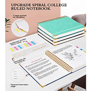 Spiral Notebook Journal 8.5” x 11”, 300 Pages Hardcover Leather Lined Journals for Women Men, A4 Large College Ruled Notebooks with 100 GSM Thick Paper, Spiral Journal for Writing Work School, Navy