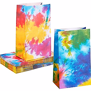 Zonon 24 Pcs Tie Dye Paper Bags Camouflage Treat Bags Goody Bags Retro Gift Bags Colorful Party Paper Bags Tie Dye Party Accessories Party Favor Decoration Supplies for Birthday Party(Classic Style)