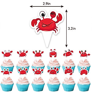 Crab Birthday Party Supplies Crab Party Decorations Includes Crab Happy Birthday Banner Cake Topper Cupcake Toppers Balloons for Crab Party, Seafood Party, Ocean Party