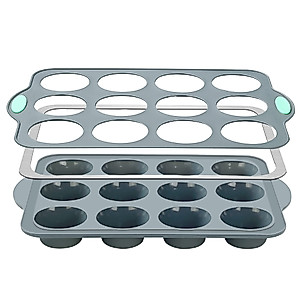To encounter Silicone Muffin Pan, 2 Pack 12-Cup, Nonstick Baking Cups, BPA Free Cupcake Pan with Metal Reinforced Frame More Strength