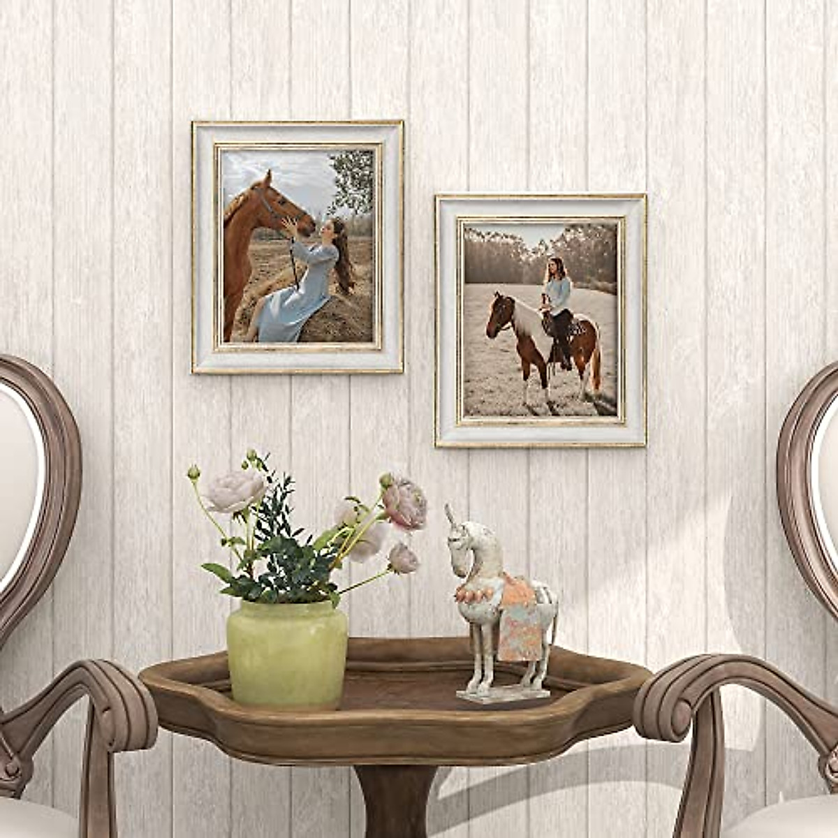 SUMGAR 8x10 Picture Frames Vintage White and Gold Famliy Friends Couple Wedding Decorative Retro Antique Photo Frames for Table Top Display Grandma Daughter Set of 2